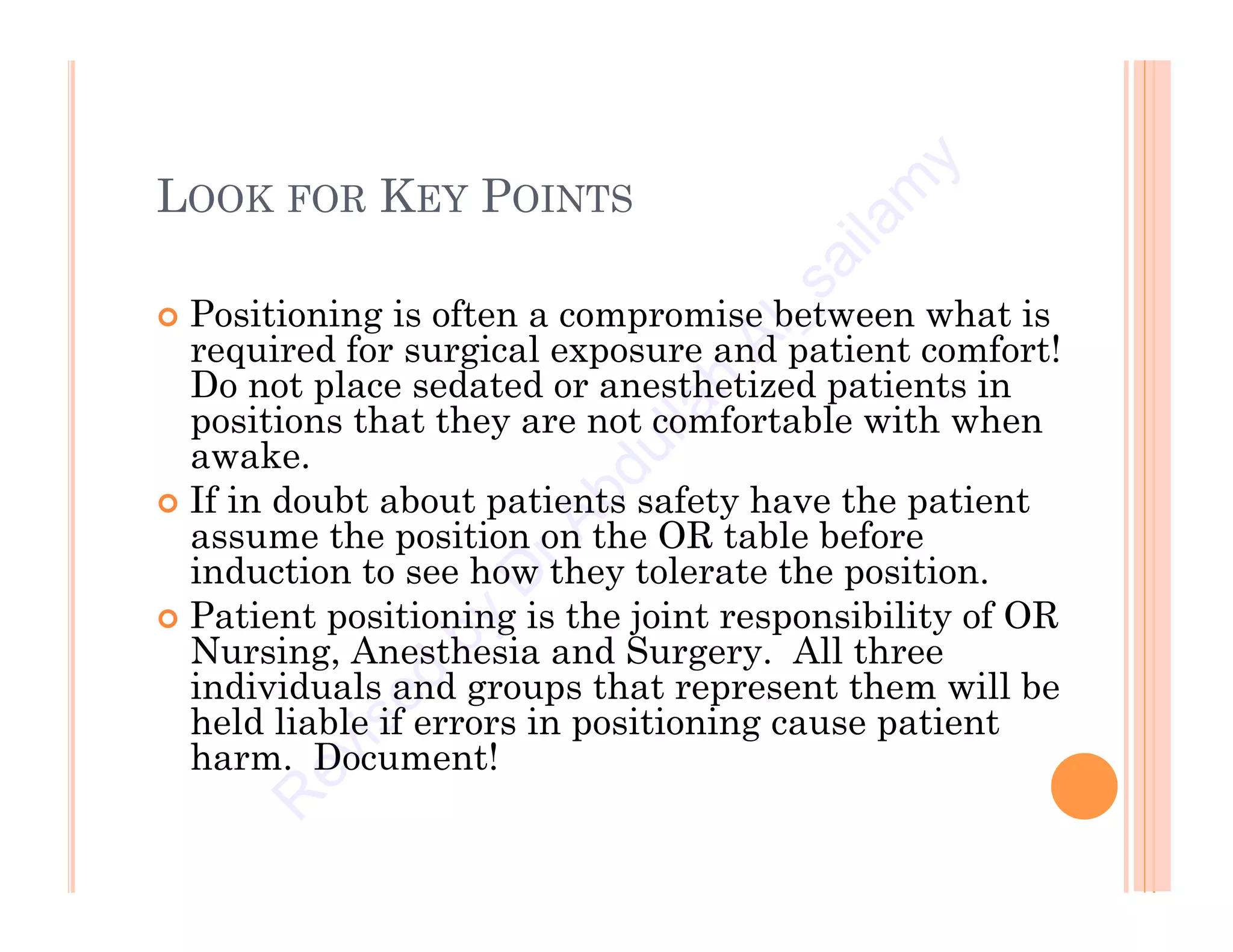 Lecture on patient position during anesthesia 2011 | PDF