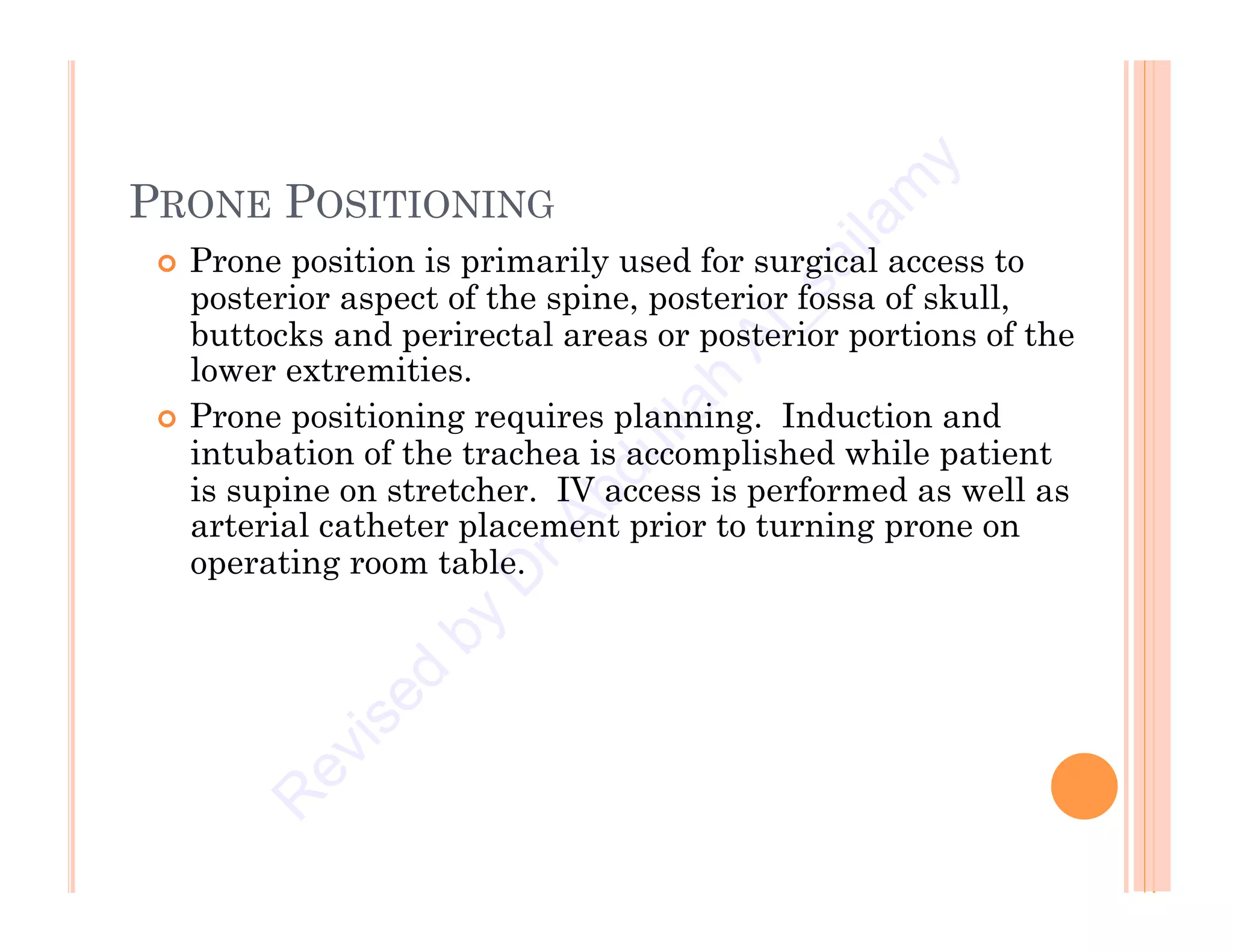 Lecture on patient position during anesthesia 2011 | PDF