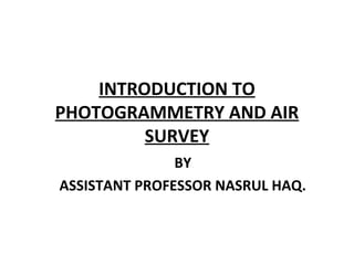 Lecture on photogrammetry | PPT