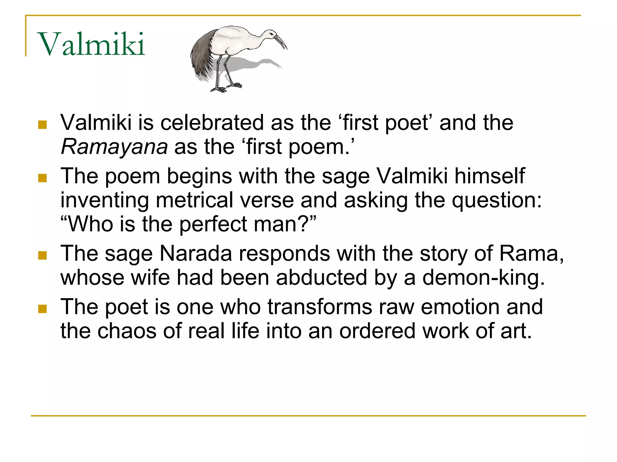 Lecture on ramayana (afro asian lit) | PPTX