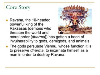 Lecture on ramayana (afro asian lit) | PPTX