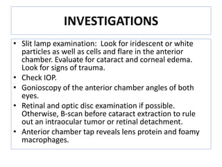 Lecture on Secondary Glaucoma Due to Hypermature Cataract For 4th Year ...