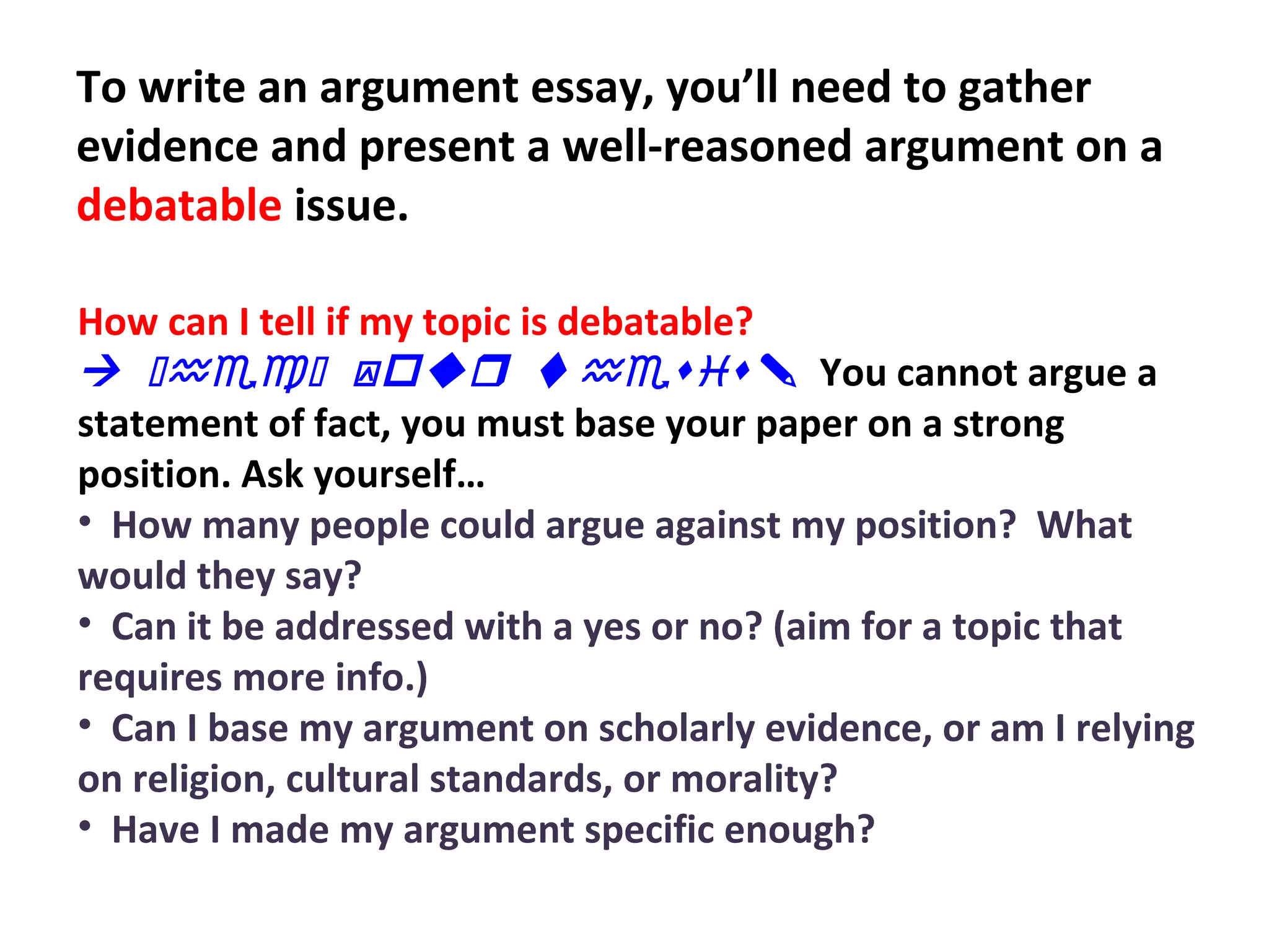 Lecture on writing argumentative essays ppt | PPT