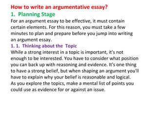 Lecture on writing argumentative essays ppt | PPT