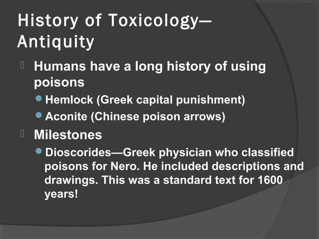 Toxicology-History | PPT | Chemistry | Science