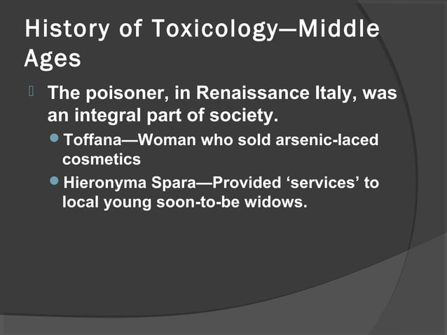 Toxicology-History | PPT | Chemistry | Science