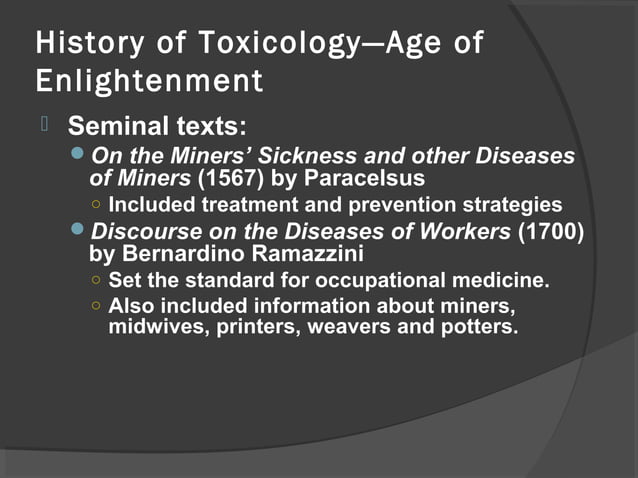 Toxicology-History | PPT | Chemistry | Science