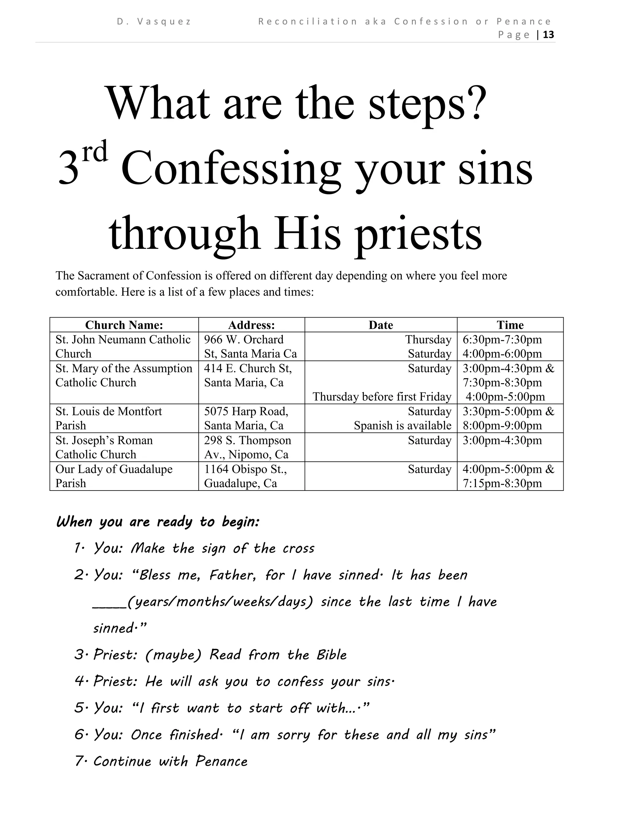 Lecture plan for Confession | PDF
