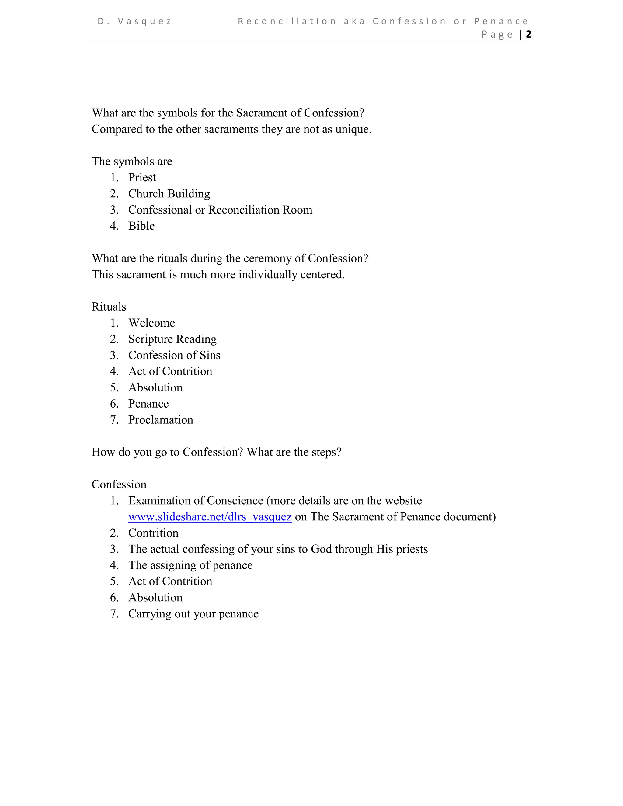 Lecture plan for Confession | PDF