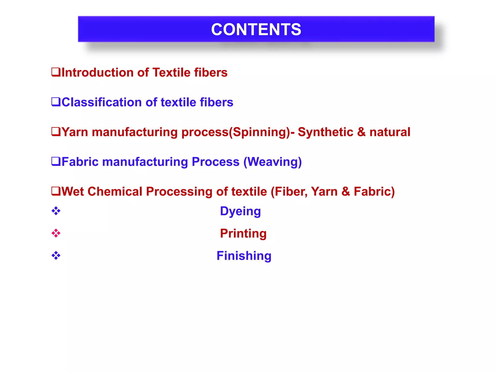 Textile manufacturing and fabric processing (fiber to fabric) | PPTX