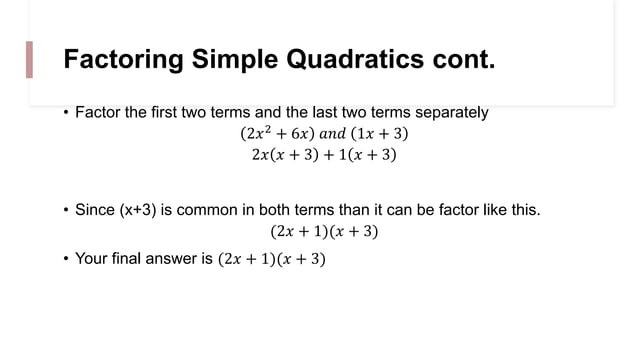 Factoring Polynomials to find its zeros | PPT
