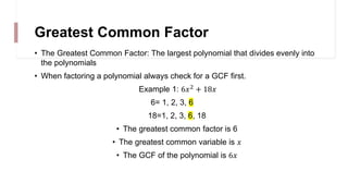Factoring Polynomials to find its zeros | PPT