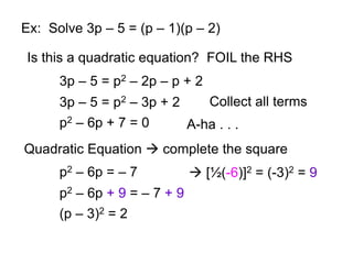 Lecture quadratic equations good one | PPTX
