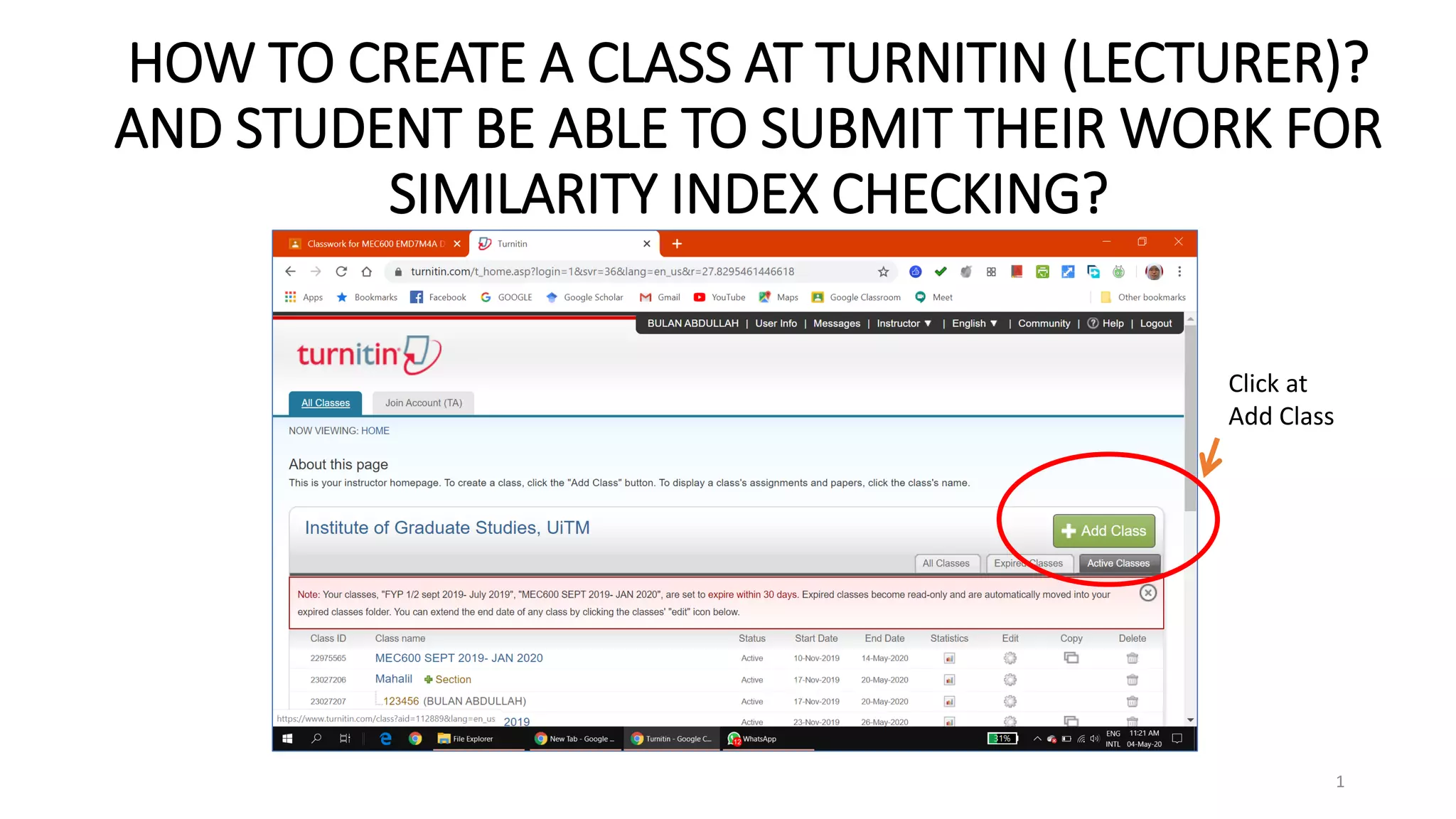 Lecturer How To Create Class And Assignment Turnitin Ppt