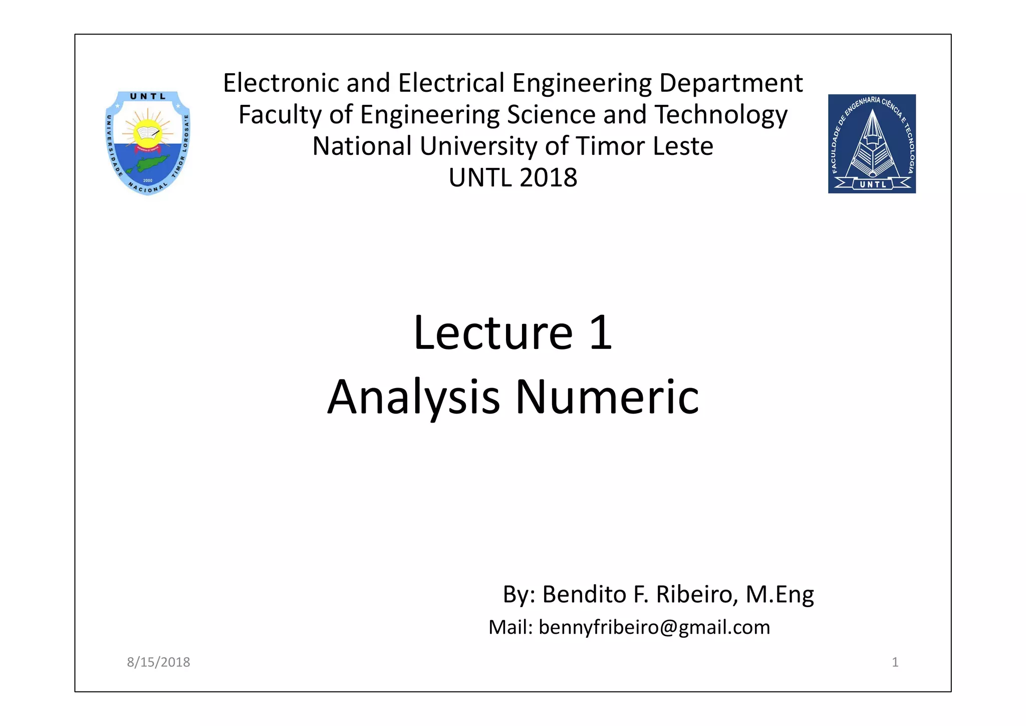 Lecturer 1 Numerical Analysis Ppt Free Download