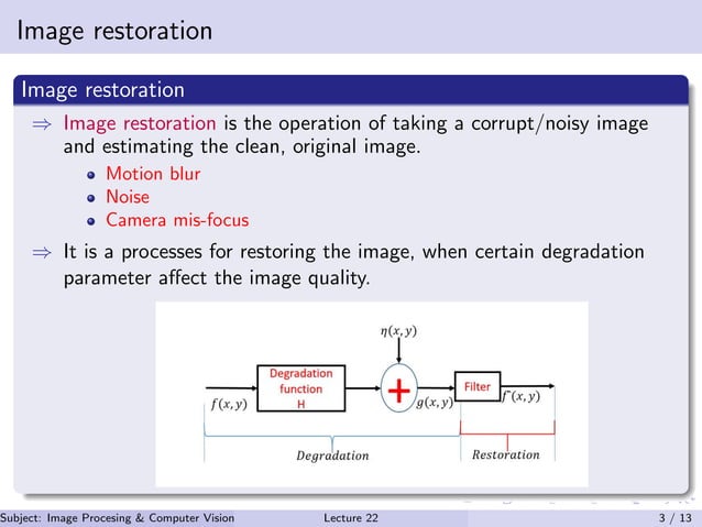 Image Restoration (Digital Image Processing) | PDF
