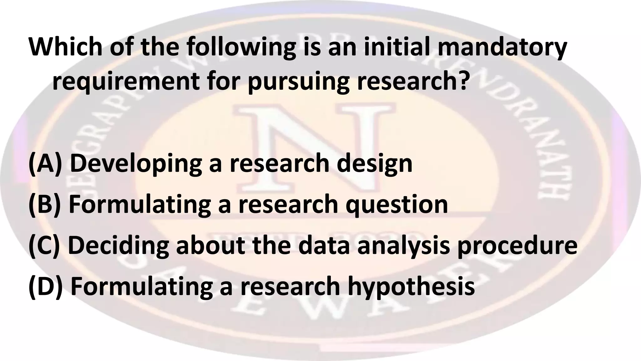 PhD entrance exam Research Methodology MCQ | PPTX | Science