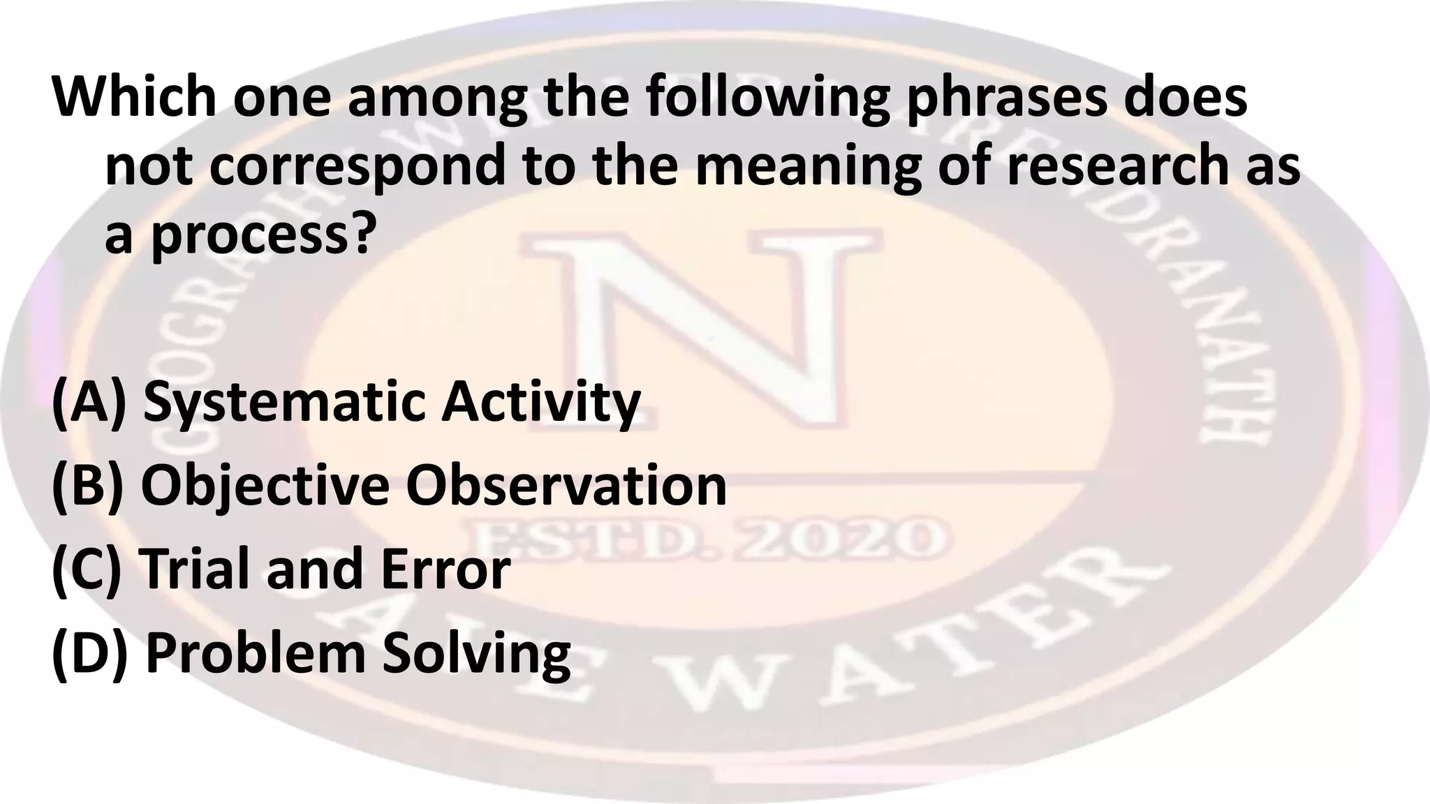 PhD entrance exam Research Methodology MCQ | PPTX