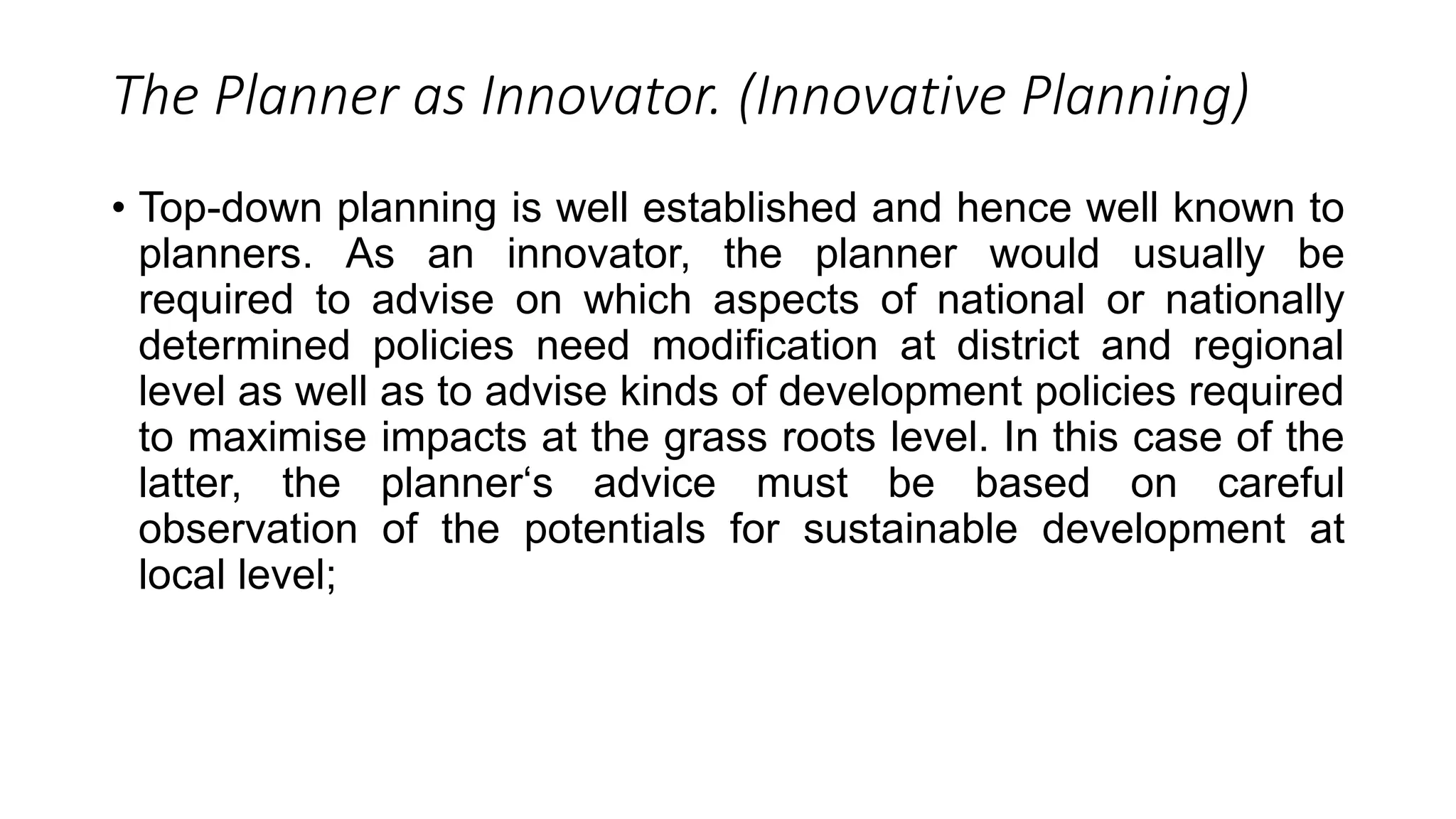 Lectures 5 rup 2185 roles of planners | PPTX