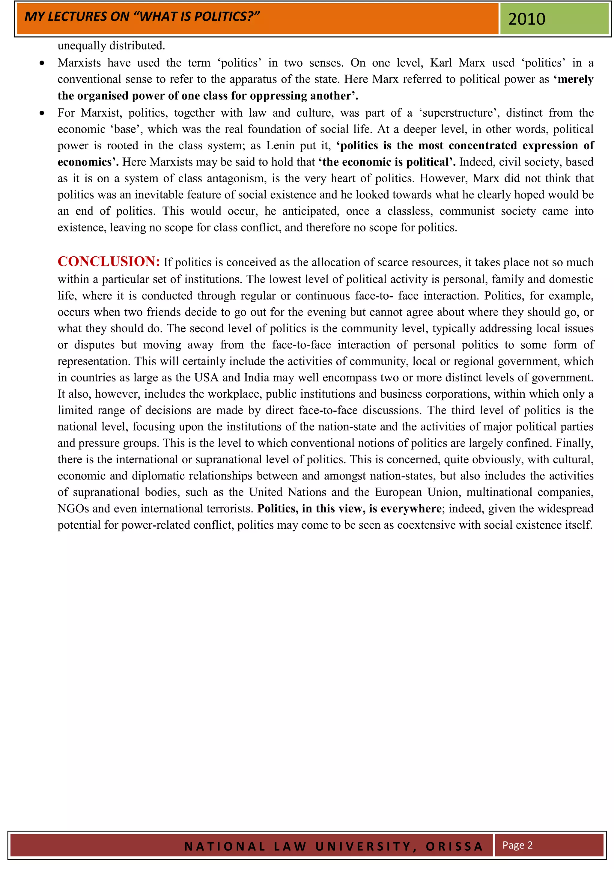 Lecture seven politics as power-part two | PDF