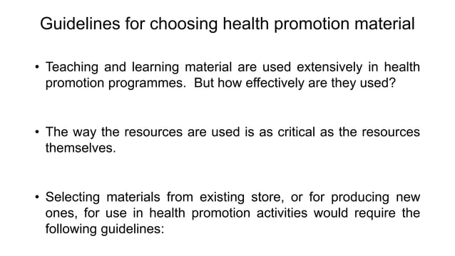 Guidelines for choosing health promotion material | PDF
