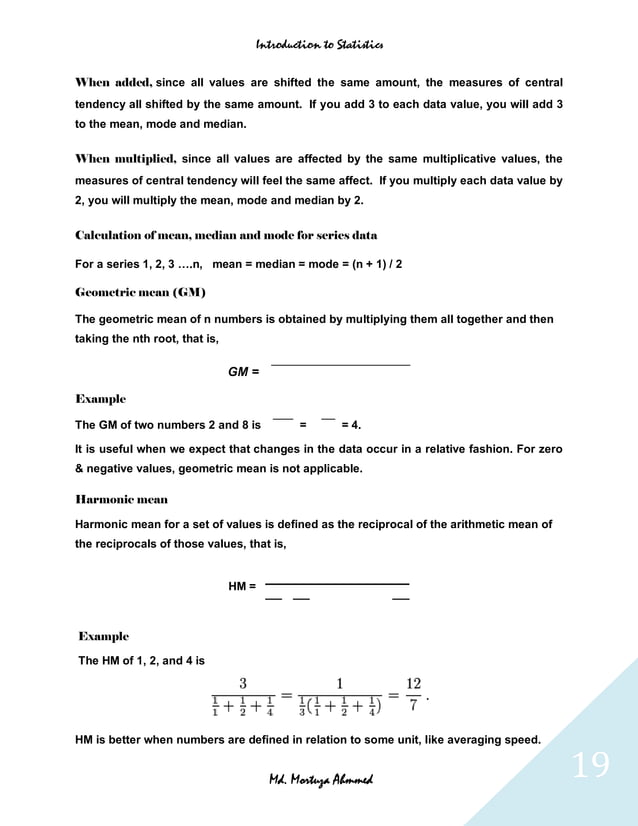 Lecture sheet on basic statistics | PDF