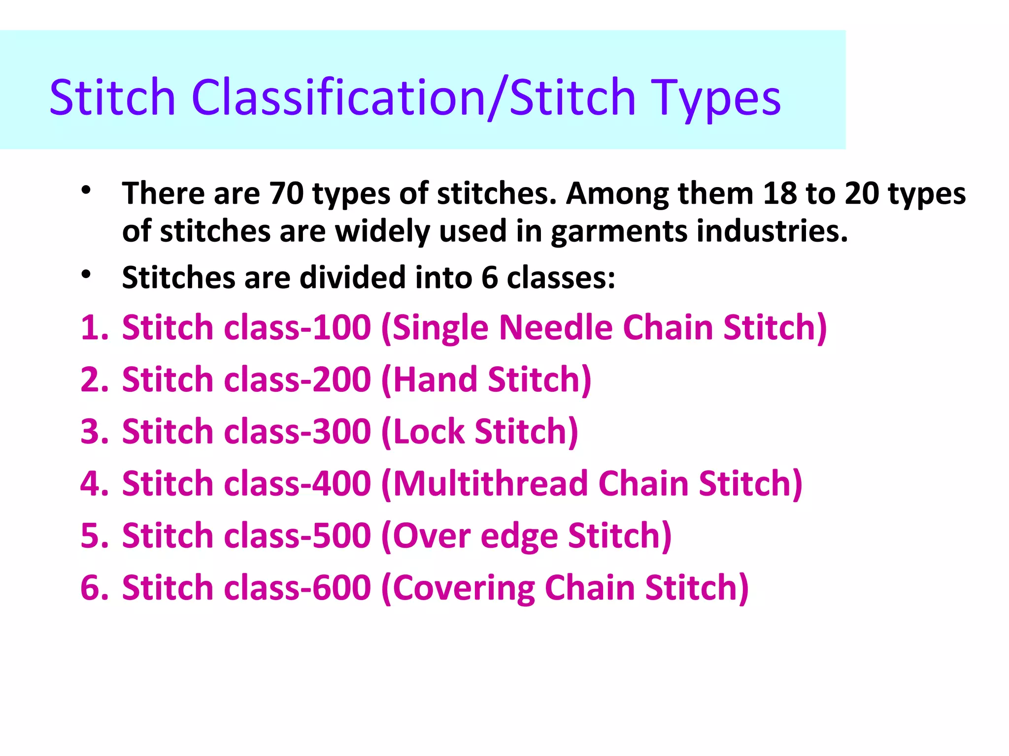 stitch classification | PPT