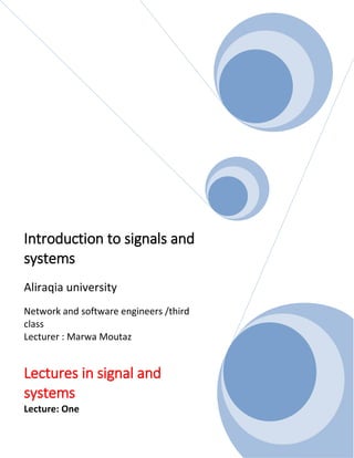 Lectures in signals and systems | PDF