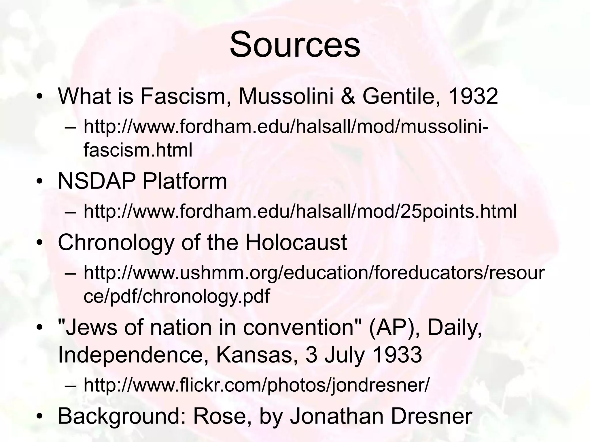 Fascism, Adolf Hitler, National Socialism and the Holocaust | PPTX