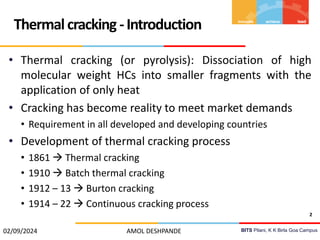 Lecture Slides - Thermal cracking, visbreaking and delayed coking, flexi coking | PDF