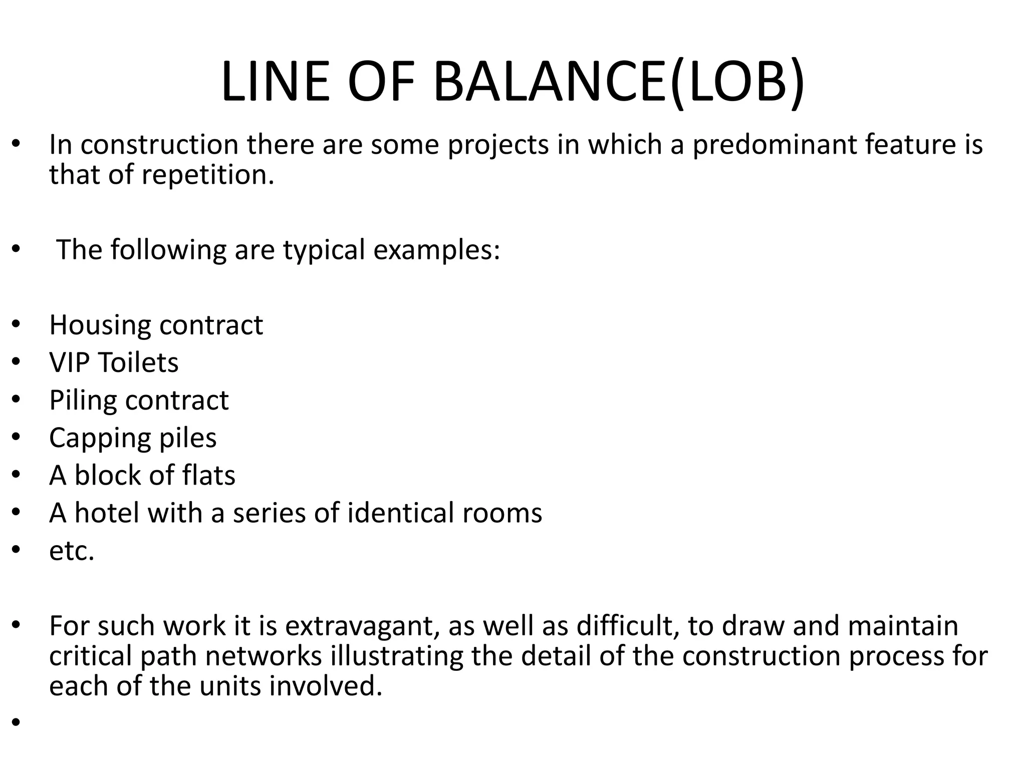 Lecture slides5; LINE OF BALANCE PROGRAMMING | PPTX
