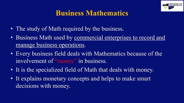 Overview of Business Math | PPT