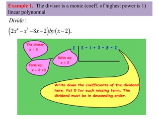 Lecture synthetic division | PPTX
