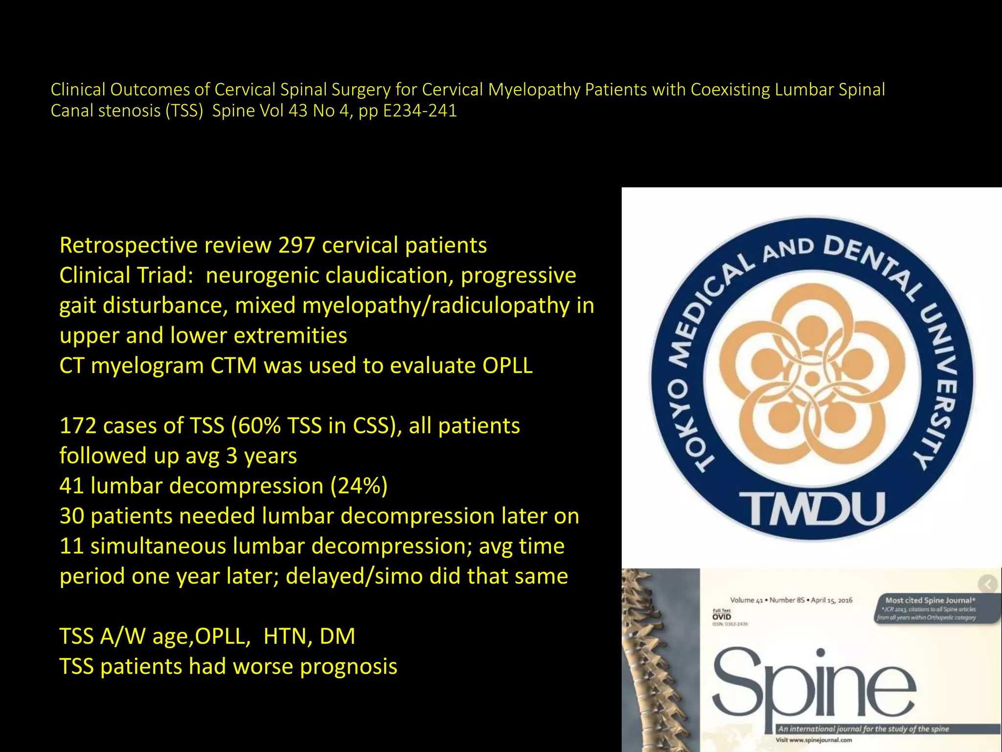 Spine Lecture tandem spinal stenosis 2019 | PPTX