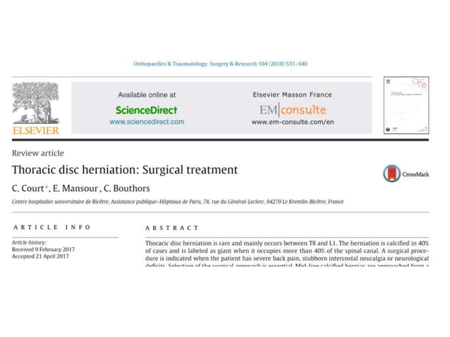 spine conference: thoracic disc herniations | PPT
