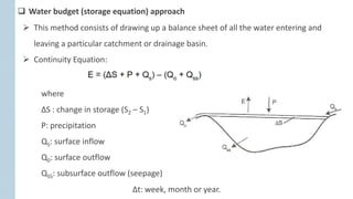 Lecture Three on evaporation and evapotranspiration | PDF