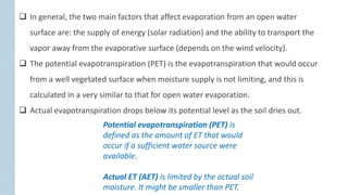 Lecture Three on evaporation and evapotranspiration | PDF