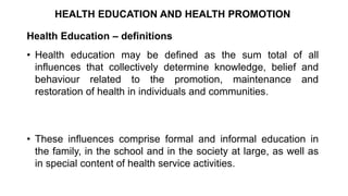 Health education and health promotion | PDF