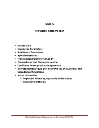 lecture note on network theory and analysis | PDF