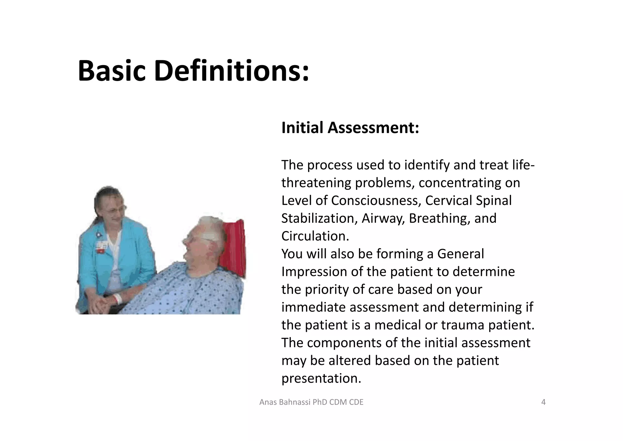 Lecture Two: Patient Assessment Definitions | PDF