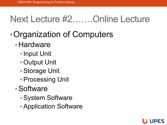 Programming for Problem Solving Unit 1 | PPT | Free Download