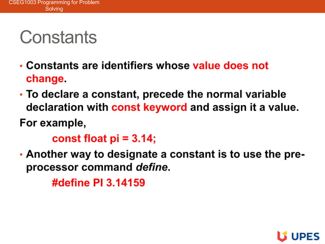 Programming for Problem Solving Unit 2 | PPT