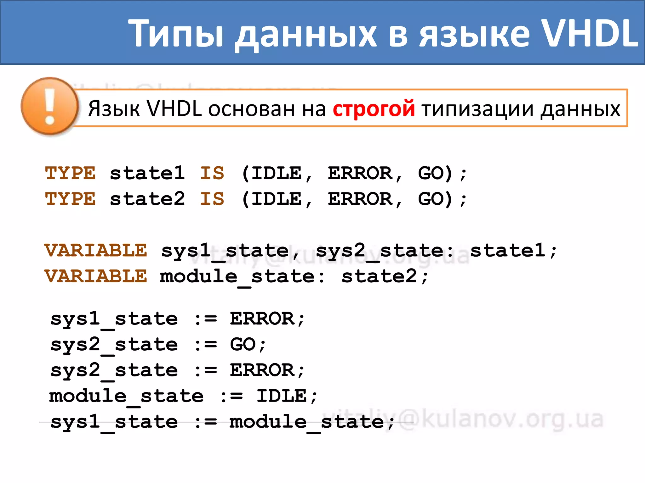 VHDL data types, user-defined types, subtypes | PPT