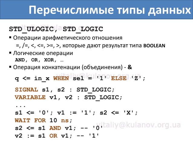 VHDL data types, user-defined types, subtypes | PPT