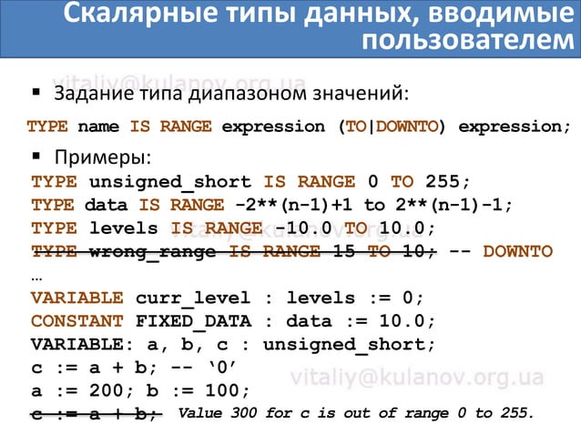 Vhdl Data Types User Defined Types Subtypes Ppt
