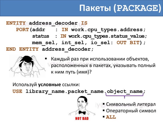 Basic principles of projects description in VHDL - ENTITY, ARCHITECTURE, LIBRARY, PACKAGE | PPT
