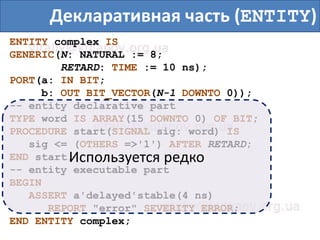 Basic principles of projects description in VHDL - ENTITY, ARCHITECTURE ...