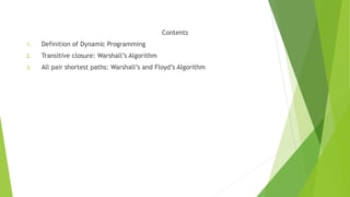 Lecture warshall floyd | PPTX