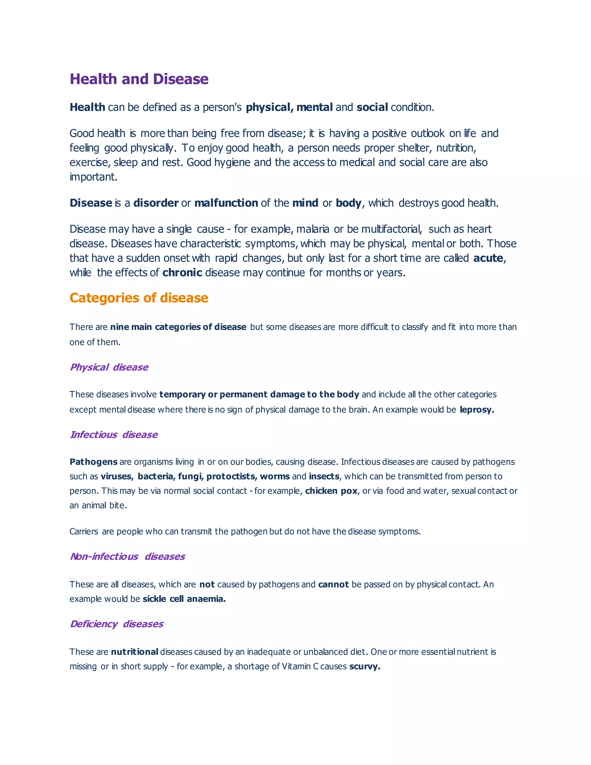 cape biology unit 2 -_health_and_disease | DOCX