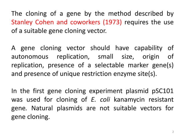 Lectut btn-202-ppt-l3. gene cloning and plasmid vectors (1) | PPTX | Biotech and Biomedical ...